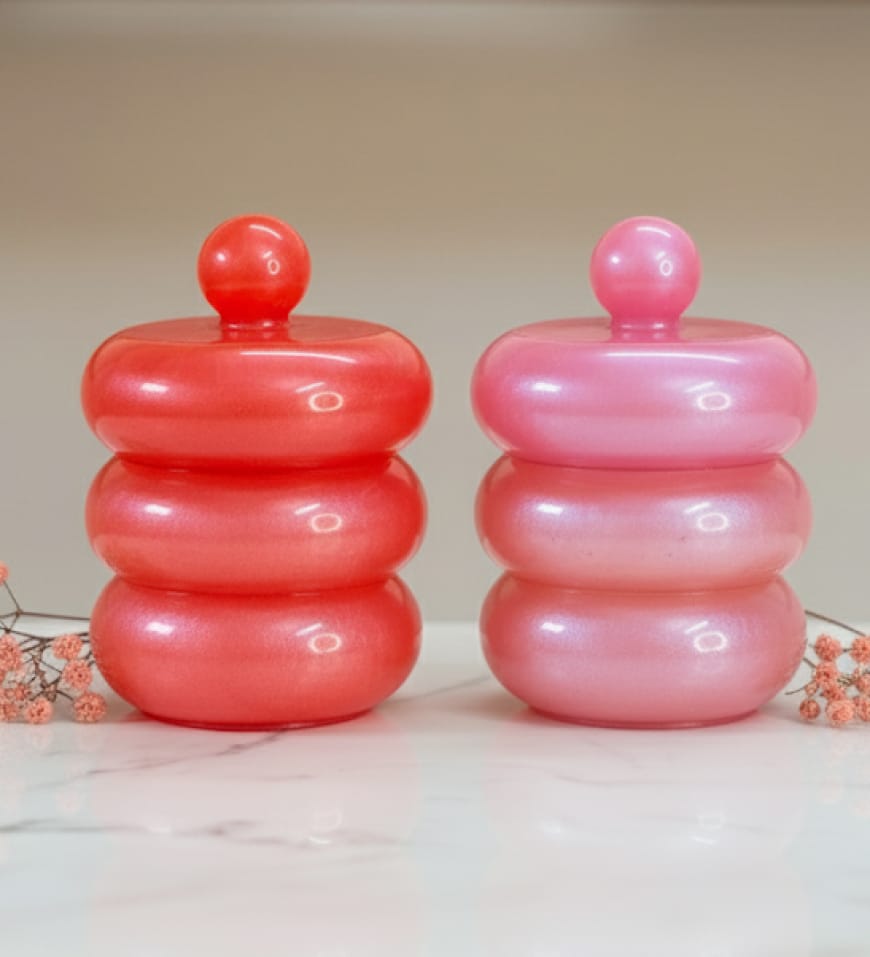 Bubble Shaped Storage Jar- Pink and Red Combo - Resin Rangreza Gallery